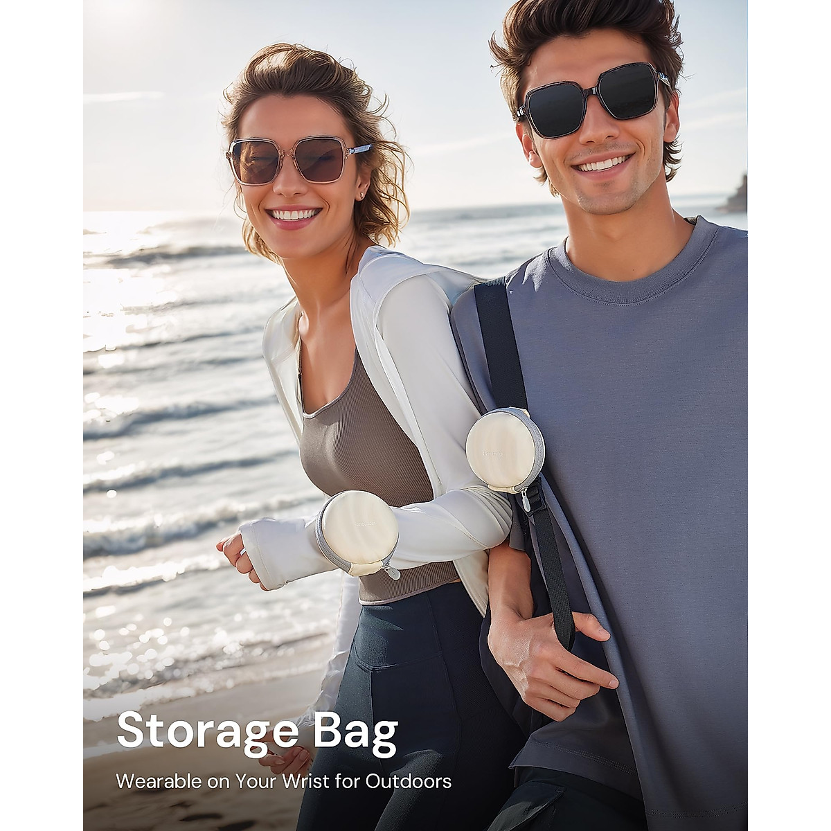 BENEUNDER Trendy Square Polarized Sunglasses, Lightweight Folding Sunglasses for Women Men, UV Protection for Fishing Driving Beach, Light Brown