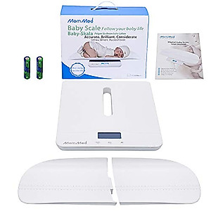 MomMed Baby Scale, Multi-Function Toddler Scale, Baby Scale Digital, Pet Scale, Infant Scale with Hold Function, Blue Backlight, Weight and Height Track