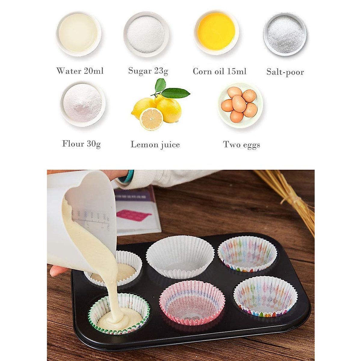 TWSCVC 6 Cup Muffin & Cupcake Pan, Nonstick Brownie Pan, Heavy Duty Carbon Steel Bake for Oven Baking -Gray