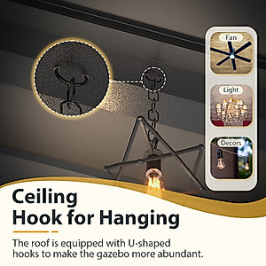 Greesum 10'x13' Hardtop Polycarbonate Gazebo, Outdoor Steel Double Roof Canopy, Aluminum Frame Permanent Pavilion with Netting and Curtains for Patio, Backyard, Deck and Lawns