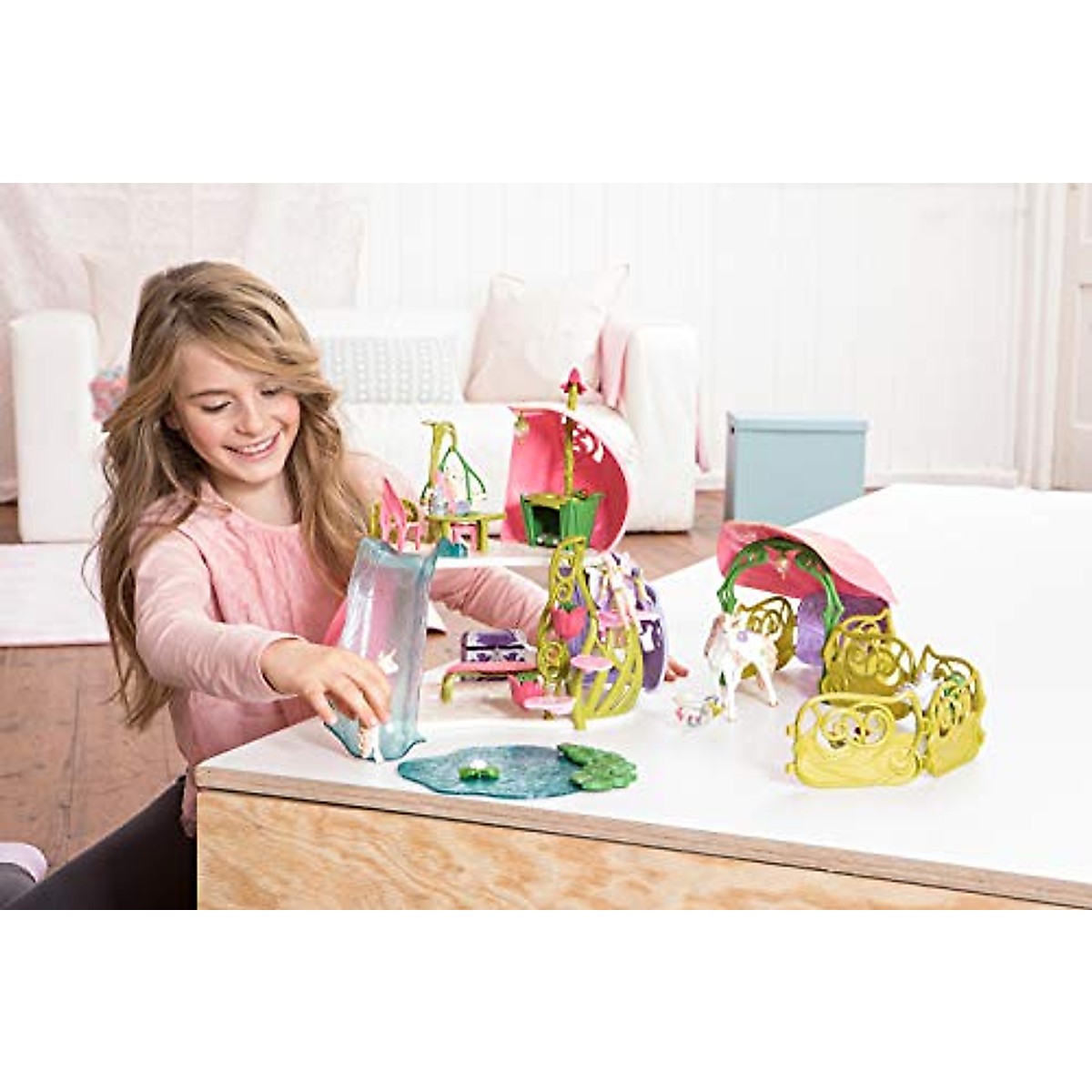 Schleich bayala 54-Piece Fairy Dollhouse & Stable with Unicorns Toy Set for Kids Ages 5-12