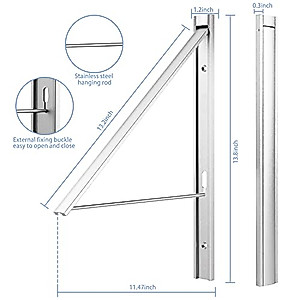 DarMeyFull Wall Mounted Drying Racks for Laundry, Solid Aluminum Clothes Drying Rack Folding Indoor Laundry Room Organization,Laundry Hanger Dryer Rack (1 Racks, Silver)