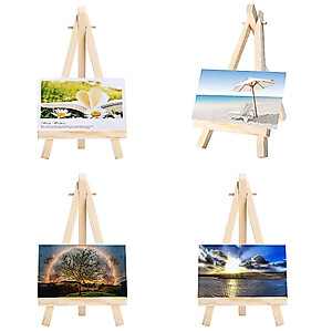 Mayitr 10pcs Mini Wooden Artist Easel Triangle Cards Stand Display Wedding