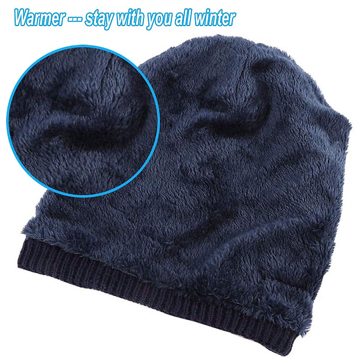 Wireless Beanie Hat with Headphones Smart Beanie Headset Winter Hats Warm Musical Cap 5.0 Headphone Built-in Mic Handsfree for Skiing Skateboarding Jogging for Men Women Boys Girls Blue