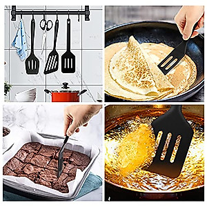 Silicone Spatula Set of 4 - Non-stick Pan Silicone Spatula Turner, Silicone Slotted Fish Turner Easy to Clean, Slotted Spatula for Eggs, Pancakes, Omelets