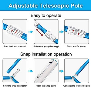 BLIKA 16.5FT Blue Aluminum Telescopic Swimming Pool Pole, 1.30mm Thickness, Pool Pole Telescopic, Pool Poles for Cleaning