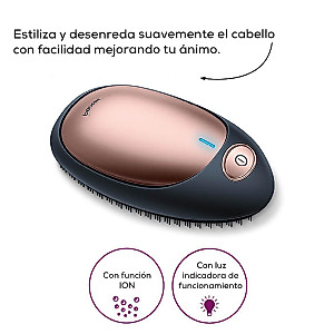 Beurer Electric Detangling Brush with Negative Ion Technology | Straightening Brush for Frizz-Free, Smooth Hair