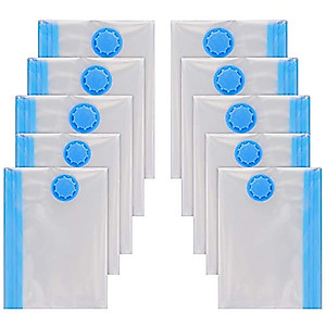 HAWATOUR 10 Pack Vacuum Storage Bags Space Saver Bags for Clothes, Pillow, Towel, Blanket
