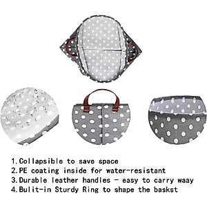 SANTIGHU Large Laundry Basket, Waterproof Laundry Hamper, Collapsible Canvas Basket for Kids Room,Toy Organizer, Home Decor, Nursery Hamper (Black Dot)