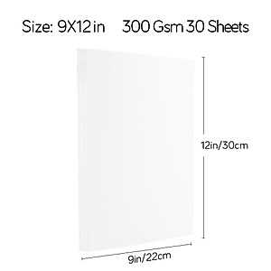 Watercolor Paper Water Color Paper 9x12 inches 140lb/300gsm 30 Sheets White Construction Paper Art Paper Drawing Paper Bulk Mixed Media Sketchbook for Drawing Water Colors Paint Adult Cotton Paper