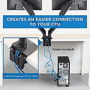 MOUNT-IT! Heavy Duty Dual Monitor Desk Mount with USB 3.0 Ports | 33 lbs Capacity Per Arm | Adjustable Gas Spring, Double Arms for Computer Monitors, Full Motion Articulating, VESA (17-35 inches)