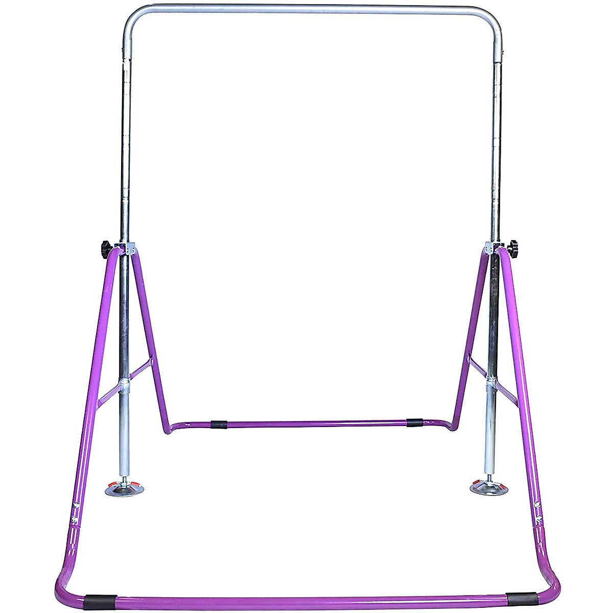 X Factor Kids Gymnastics Bar w 2x6 Tumble Mat Jungle Gym Horizontal Kip Bar Junior Training Height Adjustable Children Monkey Bars Folding Climb Tower Balance Bar Asymmetric Bar Playground (Purple)