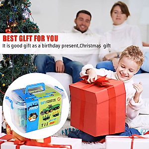 MINGPINHUIUS Farm Toys Truck Tractor with Trailer, Farm Car Set Take Apart Toys Farmer Vehicle Toy Set with Carry Case, Building Toy Birthday Gift for Kids Boys Girls