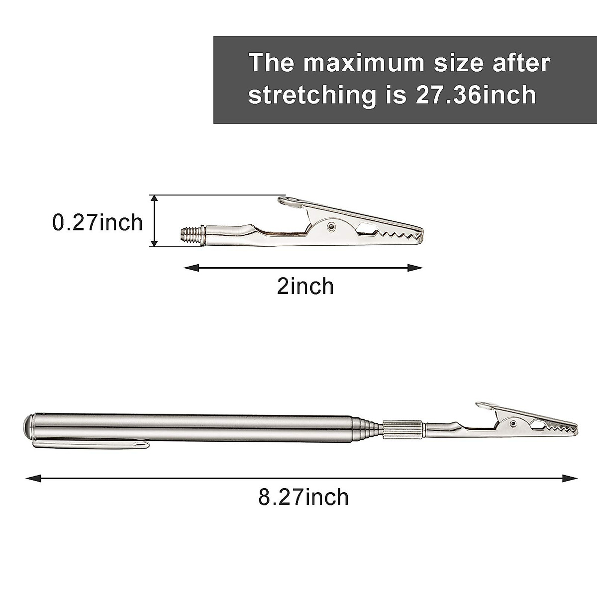 2 Pieces Telescoping Clip Telescopic Metal Wire Joint Clamp with Pen Clip Extendable for Mechanics Home Automobile Repairing Jewelry Fastening Picking Items (Range 8.27-36 Inch)