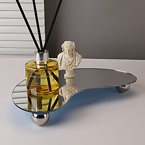 Irregular Acrylic Tray Set, Each Set Contains 1 Black Tray and 1 Silver Tray, Each Tray has 3 Stainless Steel Ball feet, Jewelry Tray, Cosmetics Tray,Aroma Oil Tray,Perfume Tray,Snack Tray