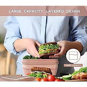 ZMYGOLON Bento Lunch Box for Kids, Lunch Bento Box Container Leak-proof for Kids Adults Teens School, Upgrade Lunch Containers pink set