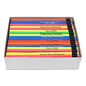 Pencil Guy Promotional Personalized Imprinted Neon Round Pencils- 500 per box