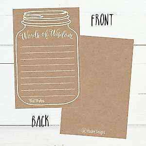 50 Rustic Mason Jar Words of Wisdom Advice Cards, Use As Graduation Advice Cards, Marriage or Wedding Advice Cards, Bridal or Baby Shower Party Games, Boy or Girl Baby Prediction or Advice Cards