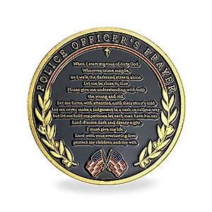 US Police Officers Thin Blue Line Flag Law Enforcement Cross Challenge Coin Gift