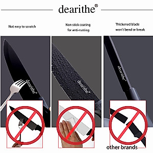 dearithe Kitchen Knife Set 7 Piece, High Carbon Stainless Steel Knife Block Set with Knife Sharpener, Professional Chef Knife Set with Acrylic Stand,Non stick coating for Anti-rusting and Sharp