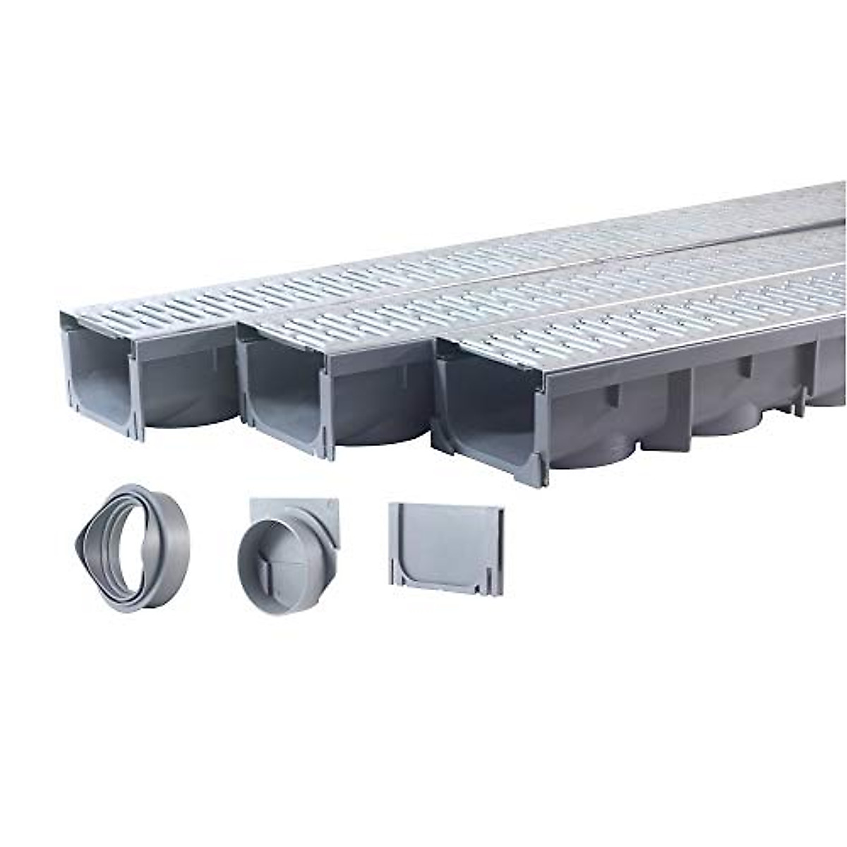Drainage Trench - Channel Drain With Galvanized Steel Grate - 3 x 39" - (117" Total Length)