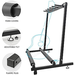 Morimoe Guitar Bass Stand for Multiple Guitars Display Foldable Rack (5-Space)