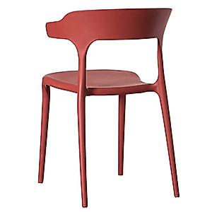 Fabulaxe Modern Plastic Outdoor Dining Chair with Open U Shaped Back, Red Set of 4