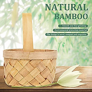 DOITOOL 4pcs MIni Woven Baskets Small Handmade Baskets with Handles Braided Basket Wood Chip Basket Hanging Baskets for Egg Gifts Home Decor 6. 5X4. 5CM