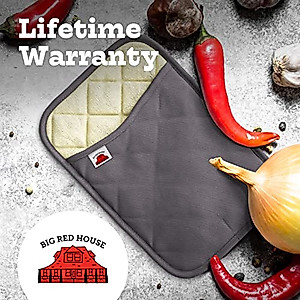 Big Red House Pot Holders for Kitchen Heat Resistant, Set of 2, Silicone Pot Holders for Kitchen and Baking, Gray