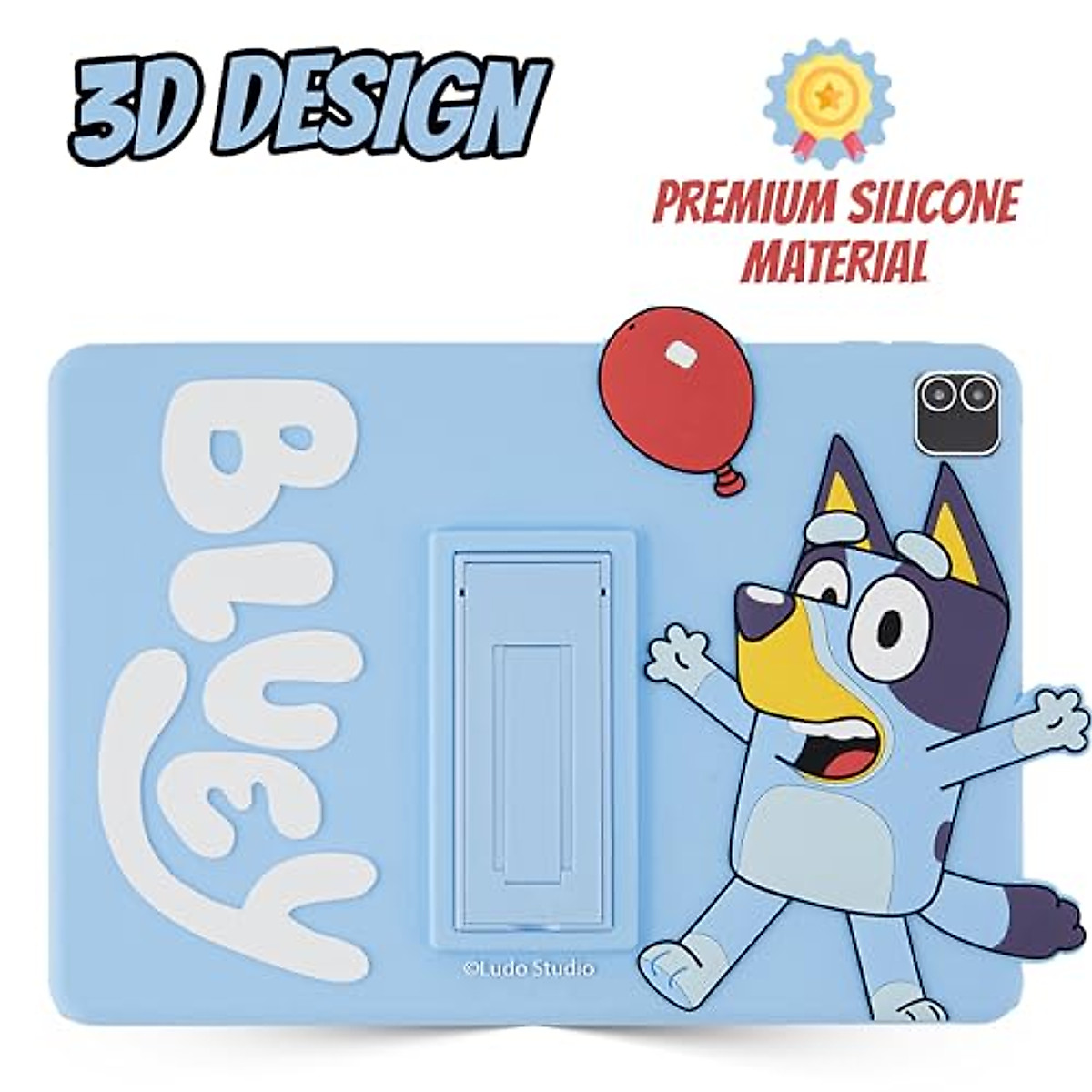 Bluey Kids Case for iPad, 9th Generation iPad Case, iPad 8th Generation Case, iPad 7th Generation Case for Kids, iPad 10.2 Case 2021/2020/2019, Tablet Cover with Stand, Shockproof Silicone Protector
