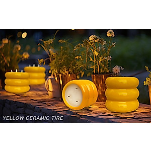 Outdoor 3 Wick Large Citronella Candle, 18oz, Ceramic, Yellow, Strong Lemongrass Scented Candles, for Patio Decor, Outside Table, Beautiful Candle Jars