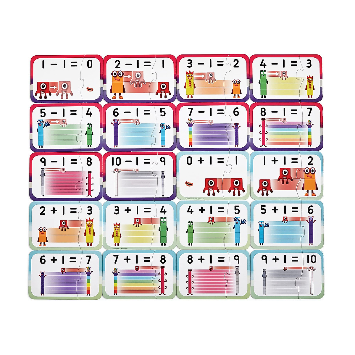 Learning Resources Numberblocks Adding and Subtracting Puzzle Set, Numberblocks Jigsaw Puzzle, Maths Jigsaw Puzzle, 20 Educational Puzzles in a Box, 2-Piece Puzzles, Ages 3+