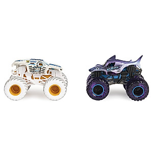 DieCast MonsterJam 2 Pack Max D vs Megalodon, Gears and Galaxies