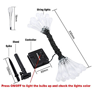 GDEALER Solar Outdoor String Lights 20ft 30 LED White Water Drop Solar String Fairy Waterproof Lights Christmas Lights Solar Powered String Lights for Garden, Patio, Yard, Home Parties (1)