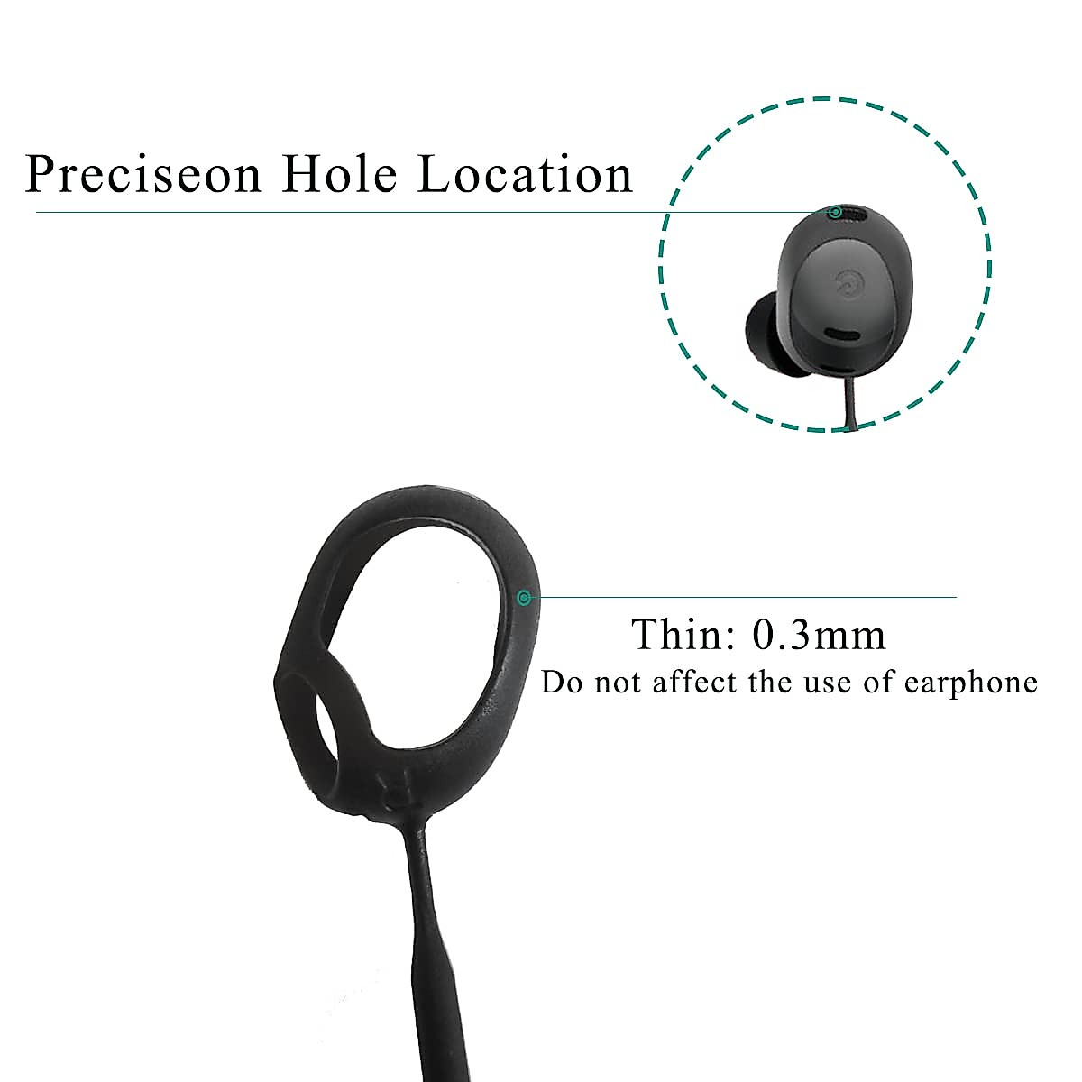 Luckvan Silicone Case for Google Pixel Buds Pro+Sport Anti-Lost Rope Replacement Ear Tips Pixel Buds Pro Earbuds, Black