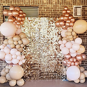 Square Shimmer Wall Backdrop Party Panels 24-Pack Sequin Wall Backdrop Champagne Tiktok Backgrounds for Wedding Anniversary Birthday Engagement and Bachelorette Parties