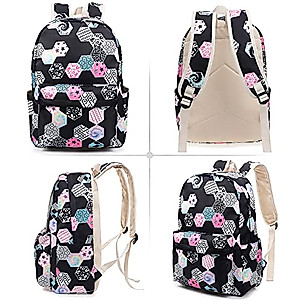 Geometry Backpack Set 3-in-1 Kids School Bag, Junlion Laptop Backpack Lunch Bag Pencil Case Gift for Teen Boys Girls