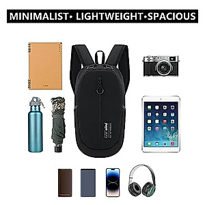 Soulelite Original Design 10L Hiking Backpack, Cycling Shoulder Bag, Lightweight Outdoor Travel Backpack - Suitable for Travel, Camping, Cycling（BLACK）