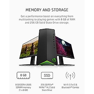 HP Pavilion Gaming Desktop, 10th Generation Intel Core i5-10400F Processor, NVIDIA GeForce GTX 1650 Graphics, 8 GM RAM, 256 GB SSD, Windows 11 Home (TG01-1120, Shadow Black)