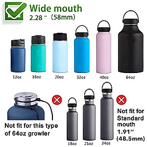 Top Souls Wide Mouth Straw Lids Compatible with Most Sports Water Bottles, 2 Lids 2 Long Straws 2 Brushes in 1 Value Pack.(Black x2)