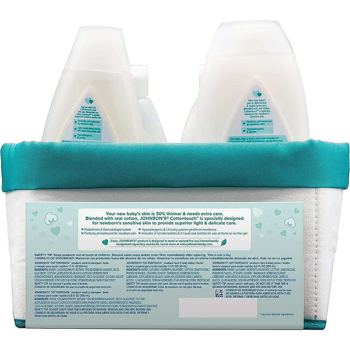 Johnson's Touchably Soft Newborn Baby Gift Set for New Parents, Baby Bath & Skincare Essentials for Newborn Skin, Hypoallergenic, Free of Paraben, Sulfates, and Dyes, 5 Items