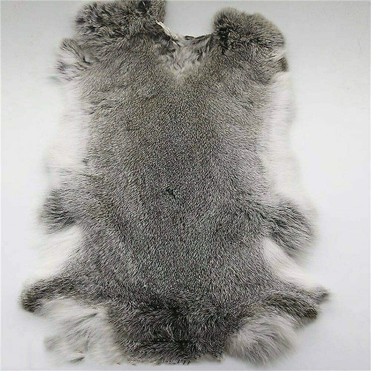 Natural Grey Rabbit Fur Pelt (10" by 14" with Sewing Quality Leather) - Soft Professionally Tanned 1PCS