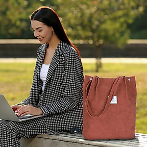 WantGor Large Corduroy Totes Bag Women's Casual Purses Work Handbags Big Capacity Shopping Bag