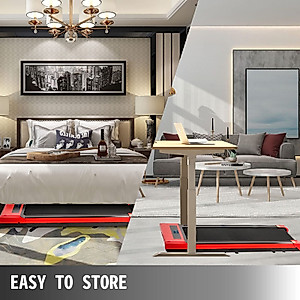 Happybuy Under Desk Treadmills, Digital Display Treadmill Machine with Remote Control,1-6.0km/h Speed Portable Walking Machine, for Home Indoor Exercise, Black&Red