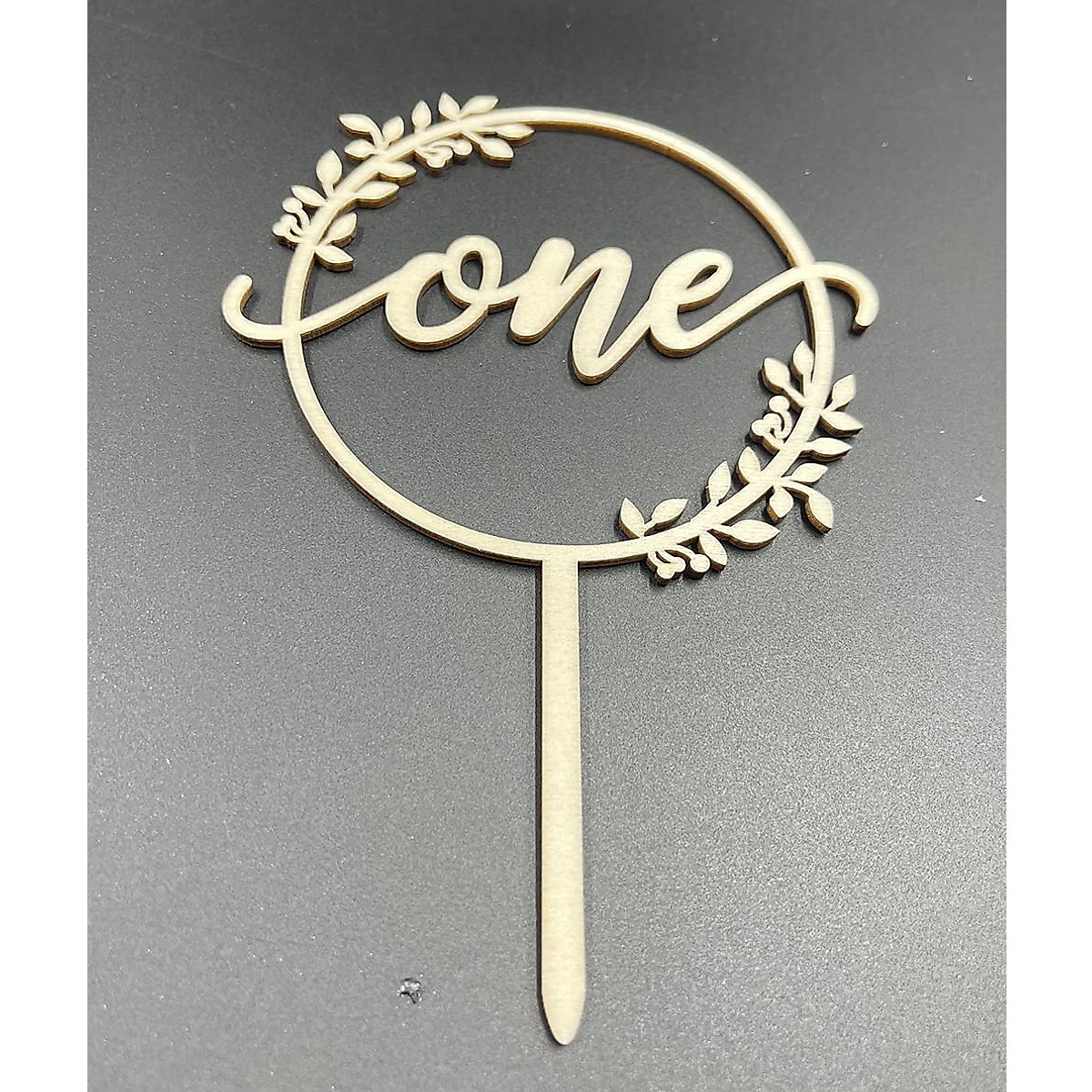 Wooden Gold One 1st Cake Topper New Borth Age Happy Birthday Cake Decorations First Anniversary Double Face