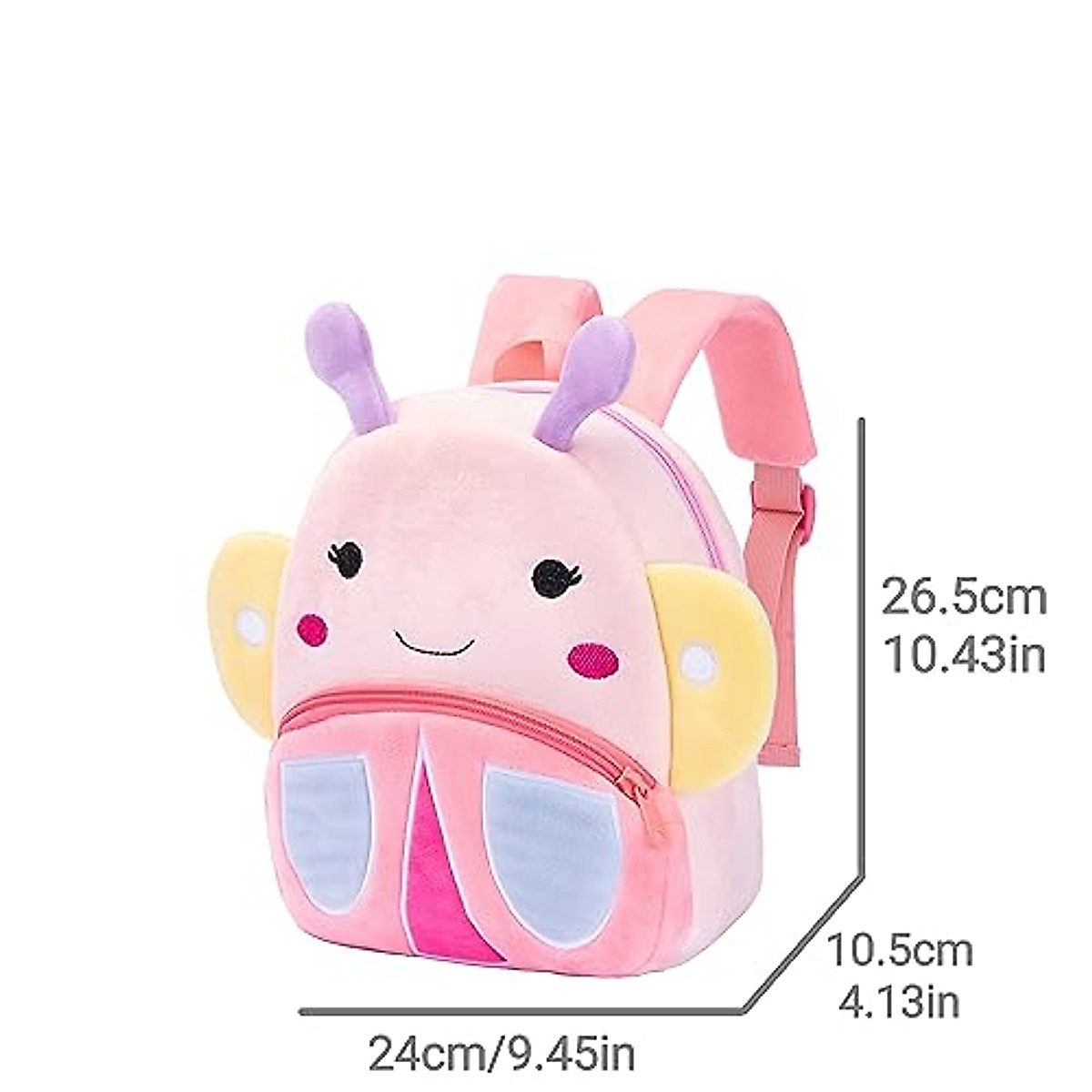 JoyRokaro Toddler Backpack Butterfly Backpack Cute Plush Bag Cartoon 10" Preschool Backpack For 2-6 Years Girls Boys