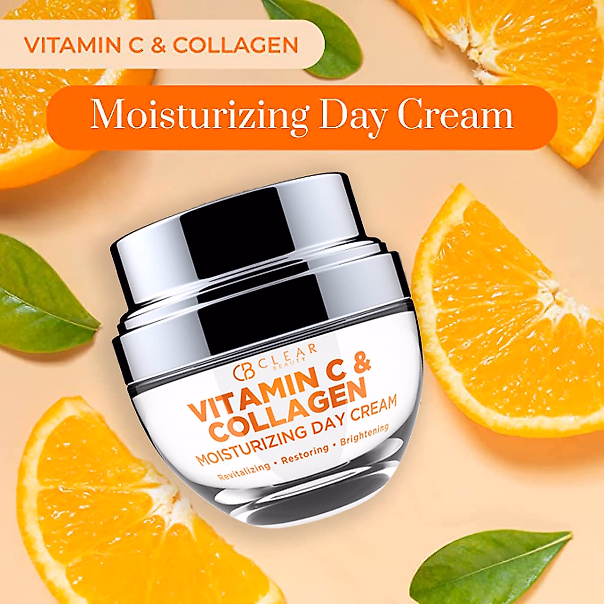 Clear Beauty Vitamin C & Collagen Daily Face Moisturizer - Dermatologist Tested, Moisturizing & Firming, Anti-Aging, Cruelty-Free Korean Skincare, All Skin Types - 1.69 oz