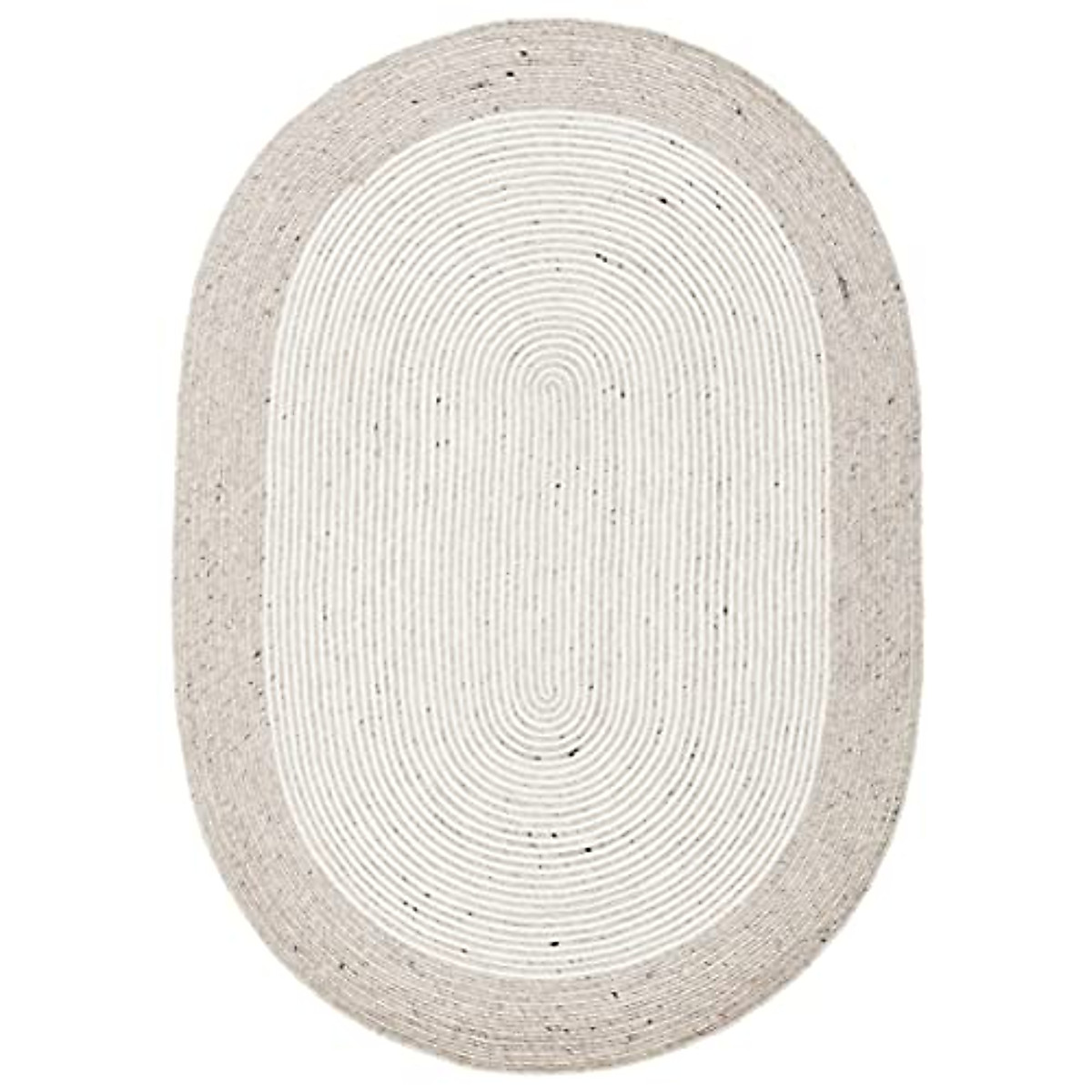 SAFAVIEH Braided Collection 8' x 10' Oval Beige/Ivory BRD904A Handmade Country Cottage Reversible Wool Entryway Foyer Living Room Bedroom Kitchen Area Rug