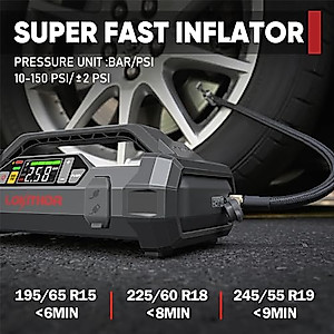 LOKITHOR JA301 Jump Starter with Air Compressor, 2000Amp 12V Portable Car Battery Booster Pack for Upto 8.0L Gas or 6.0L Diesel, 150 PSI Tire Inflator with Digital Screen, 30 Months Ultra-Long Standby