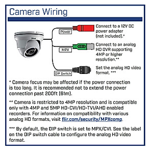 FLIR Digimerge ME363 Outdoor 4-in-1 Security Dome Camera, 4MP Quad HD Fixed MPX, 3.6mm, 80ft Night Vision, Works with HD-CVI/HD-TVI/AHD/Lorex, Flir MPX DVR, White (Camera Only)